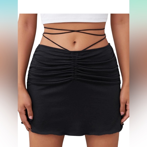 Milumia | Skirts | Milumia Womens Sexy Club Drawstring Tight Ruched Bodycon Mini Skirt Mini ...